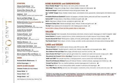Lunch Menu (Roseville) | Land Ocean Restaurants