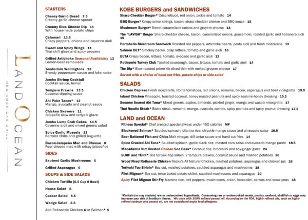 Lunch Menu (Roseville) | Land Ocean Restaurants