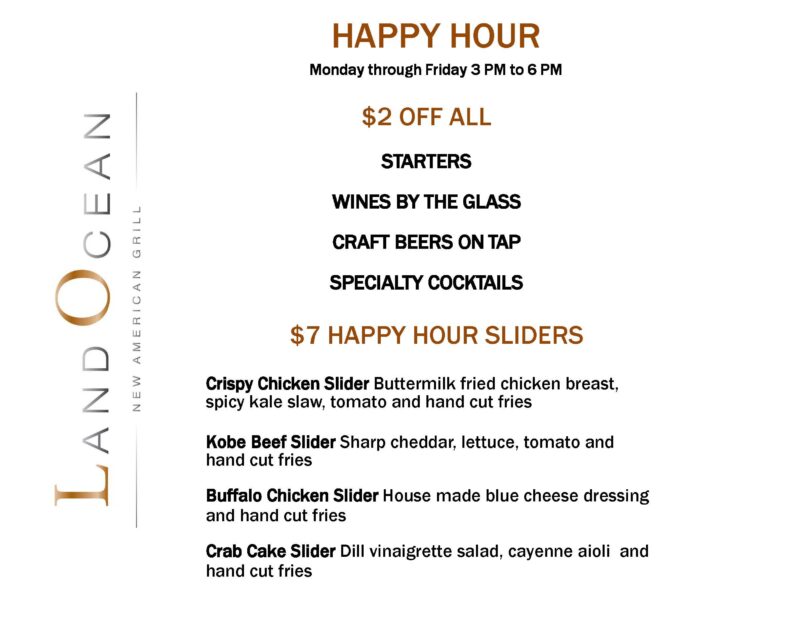 Meridian Happy Hour Menu - Land Ocean